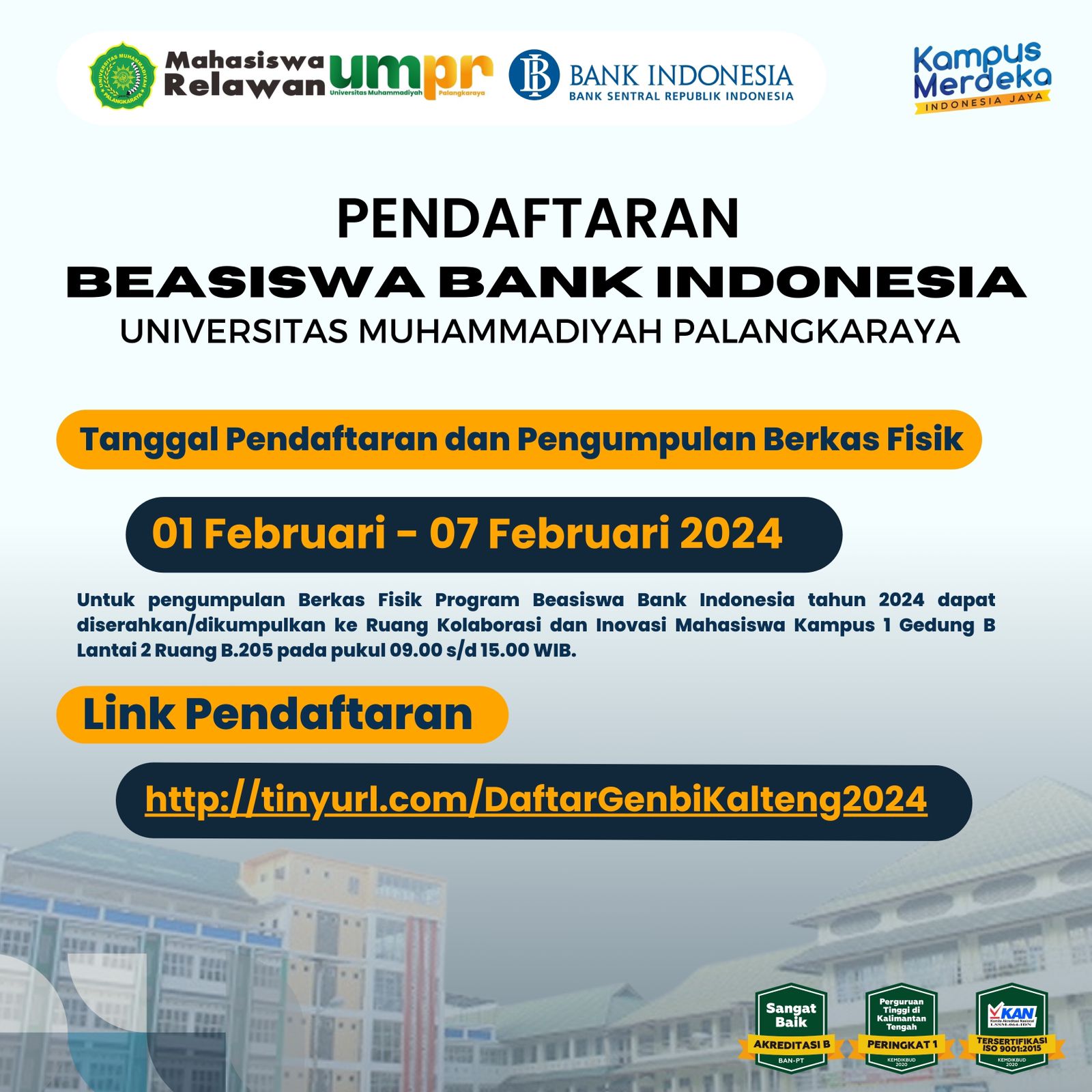 Pendaftaran Beasiswa BANK INDONESIA – Universitas Muhammadiyah Palangkaraya